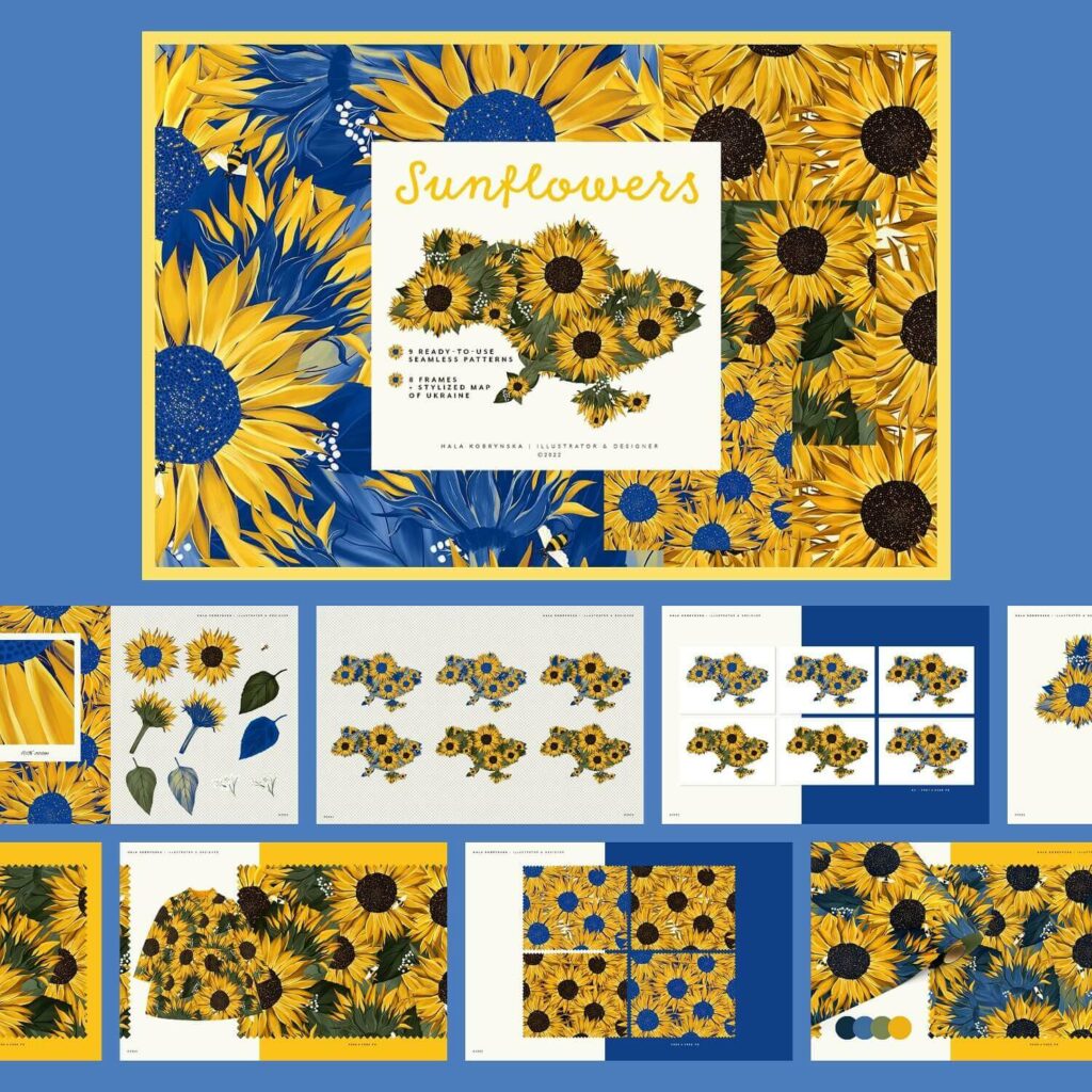 Sunflowers Patterns & Map of Ukraine – MasterBundles