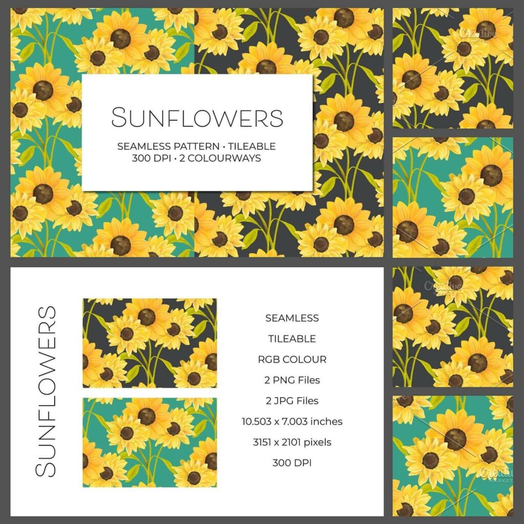 Sunflowers Seamless Pattern – MasterBundles
