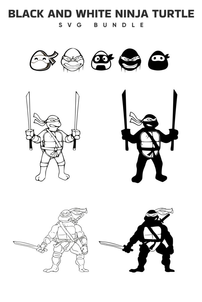Black and White Ninja Turtle SVG – MasterBundles