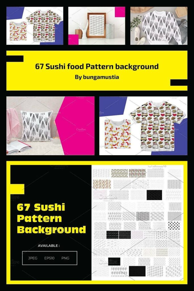 67 Sushi Food Pattern Background – MasterBundles