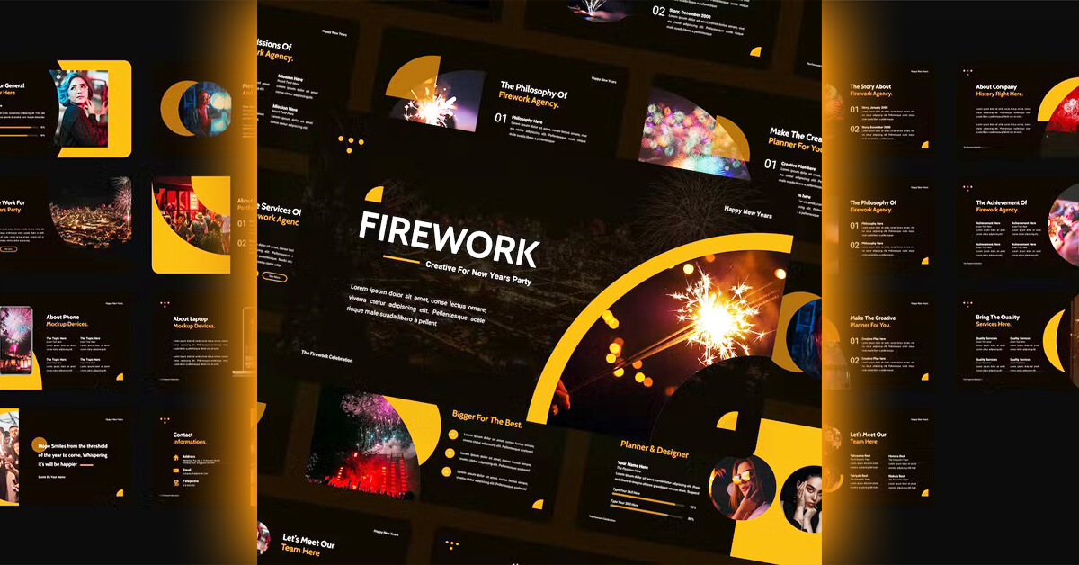 Firework New Years Party - PowerPoint – MasterBundles