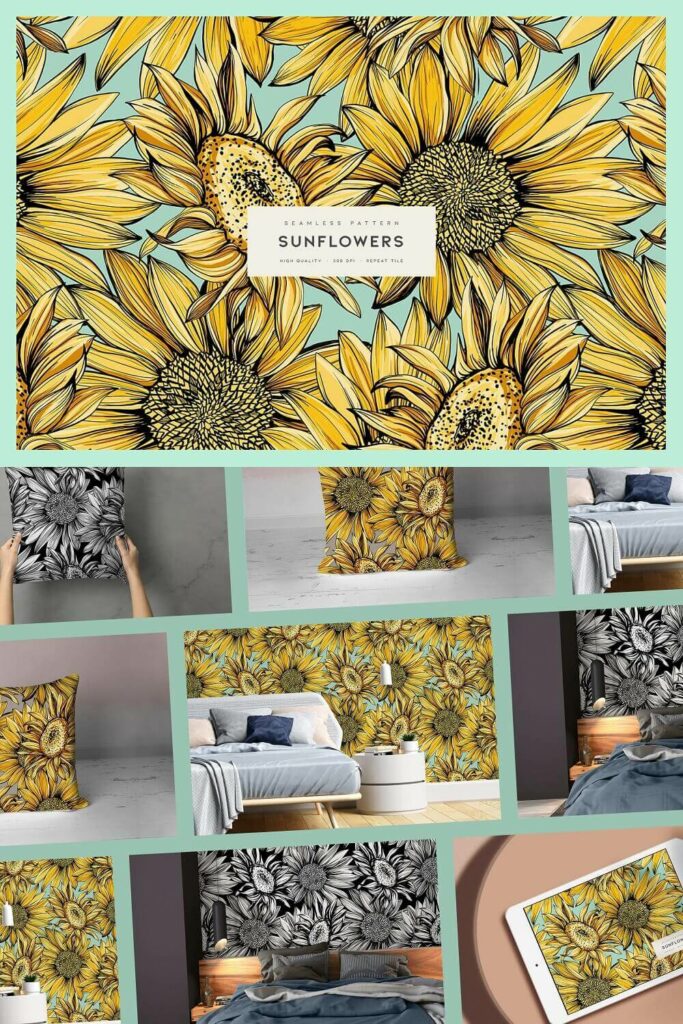Sunflowers Patterns and Elements – MasterBundles