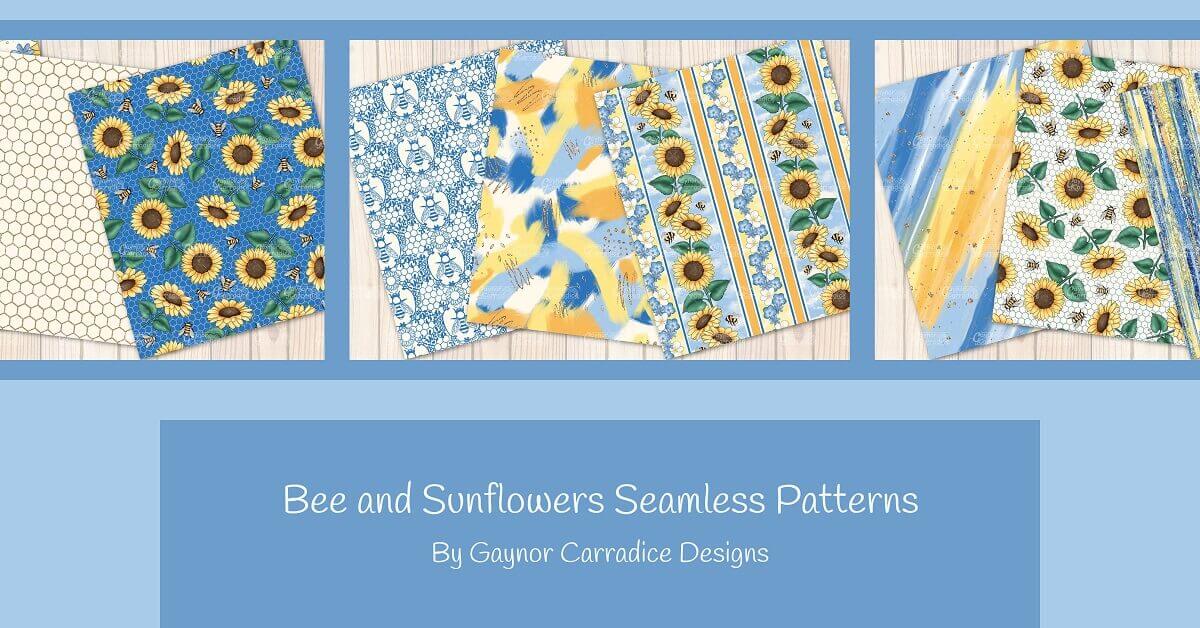 Bee and Sunflowers Seamless Patterns – MasterBundles