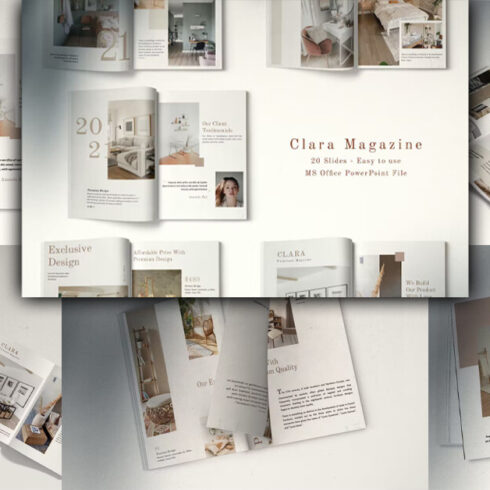 Clara Minimalist Magazine Layout Powerpoint | Master Bundles