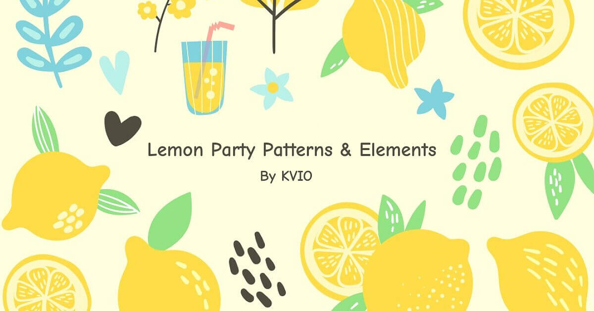 Lemon Party Patterns & Elements – MasterBundles