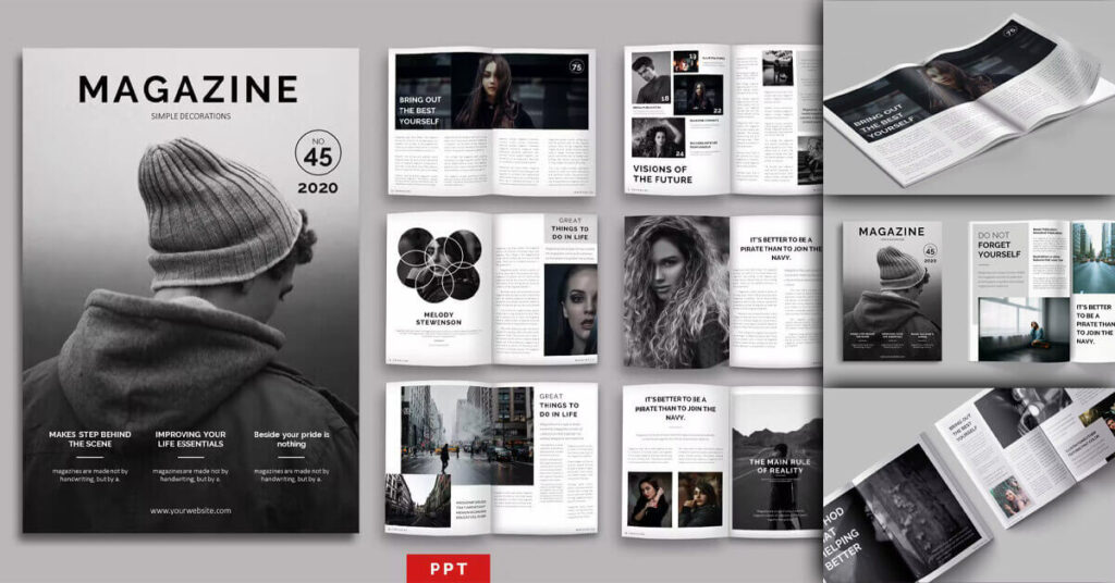 Magazine Layout Powerpoint Template – MasterBundles
