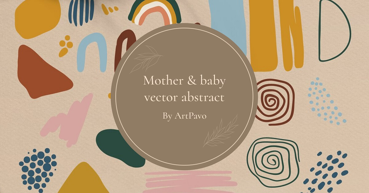 Mother & Baby Vector Abstract – MasterBundles