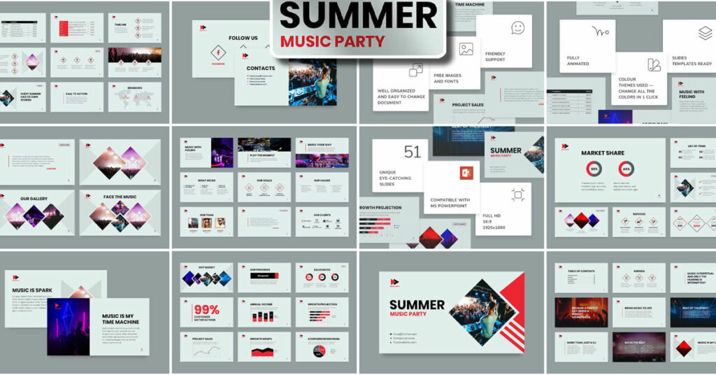 Music Party PowerPoint Presentation Template – MasterBundles