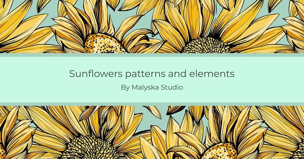 Sunflowers Patterns and Elements – MasterBundles