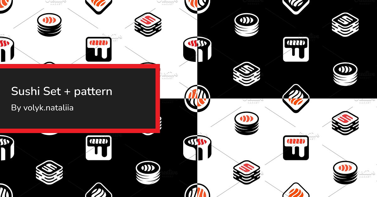 Sushi Set + Pattern – MasterBundles