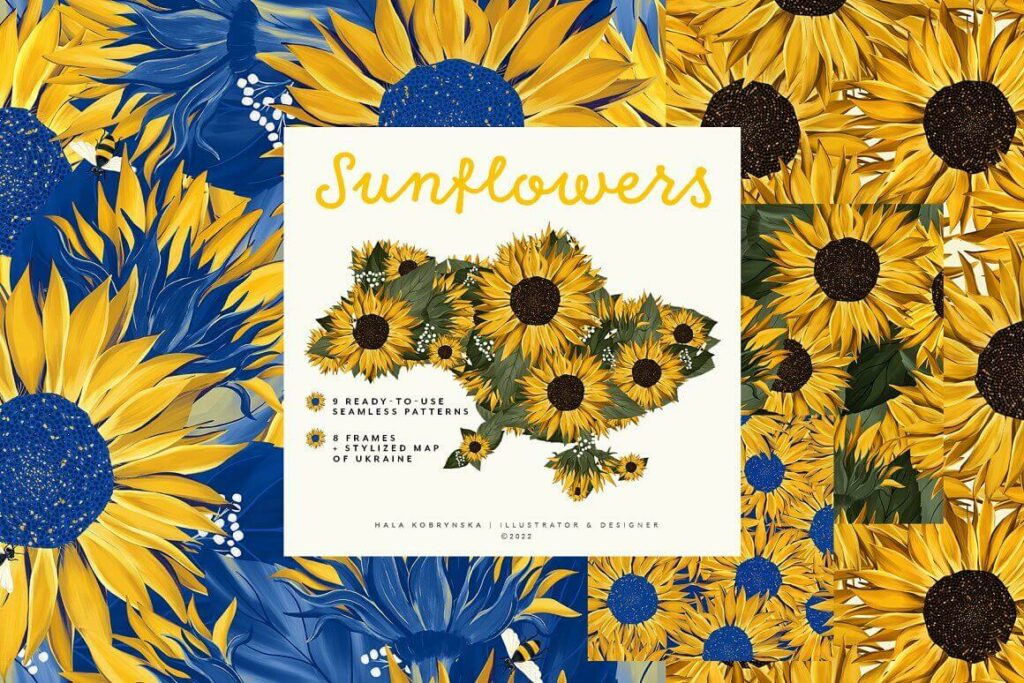 Sunflowers Patterns & Map of Ukraine – MasterBundles