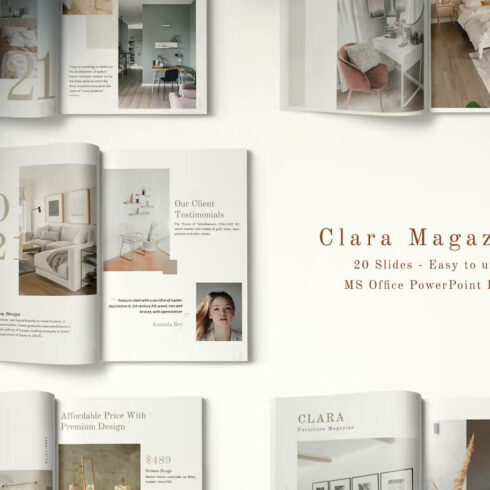 Clara Minimalist Magazine Layout Powerpoint | Master Bundles