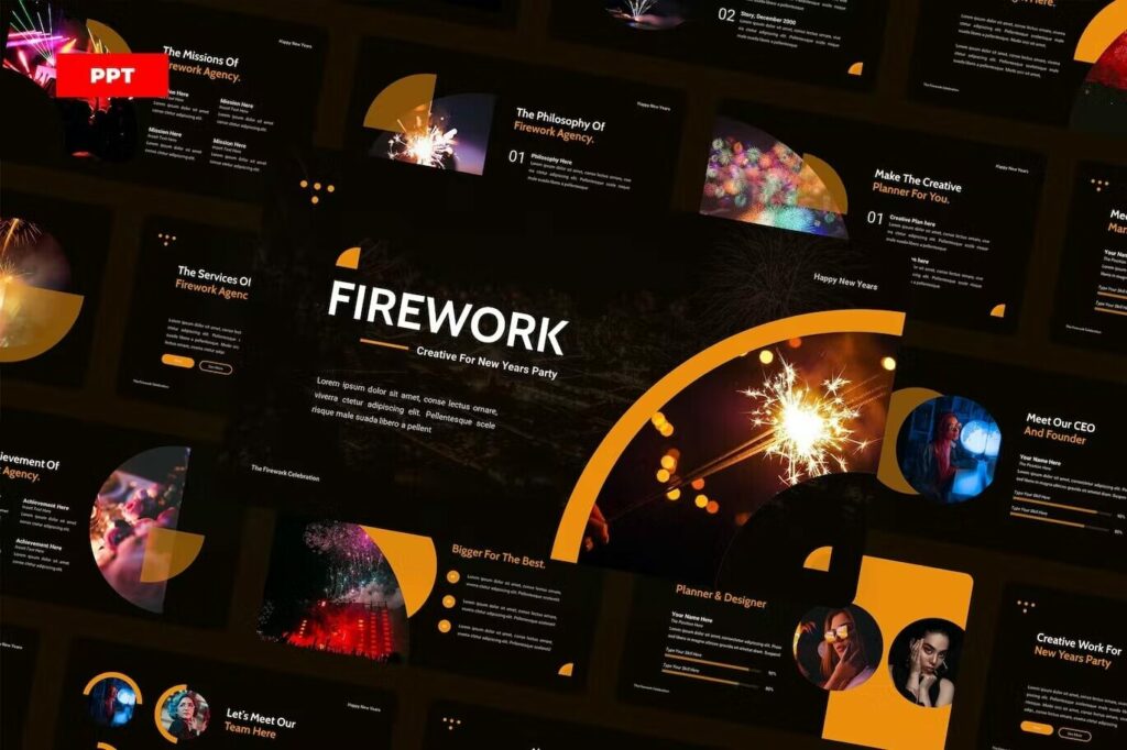 Firework New Years Party - PowerPoint – MasterBundles