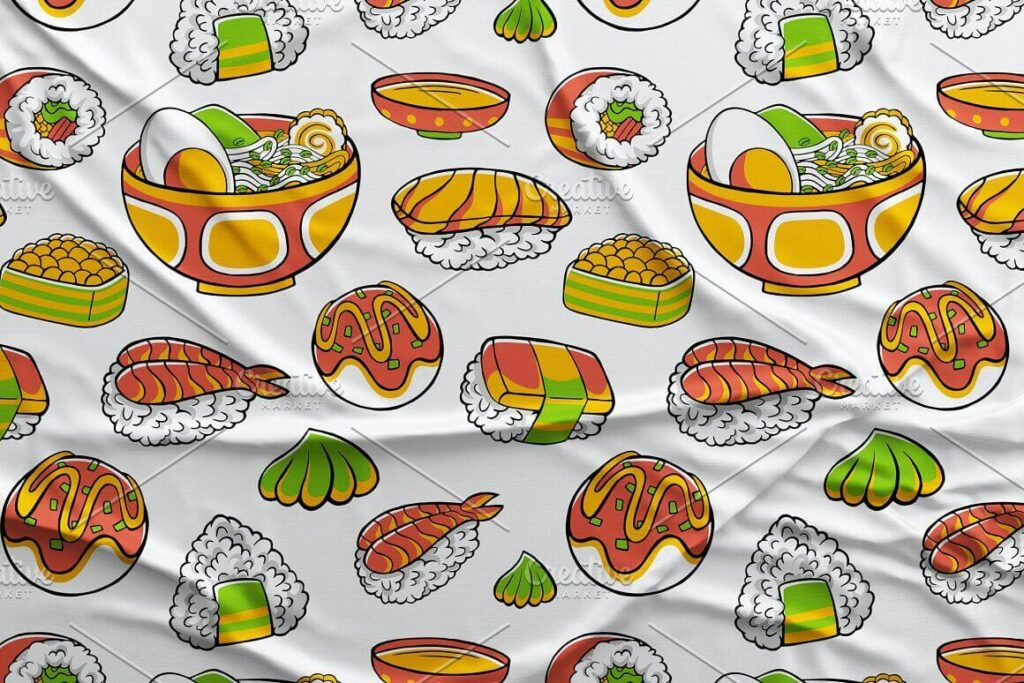 Japan Food Seamless Pattern Pack – MasterBundles