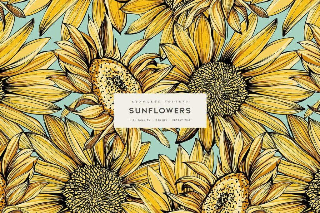 Sunflowers Patterns and Elements – MasterBundles