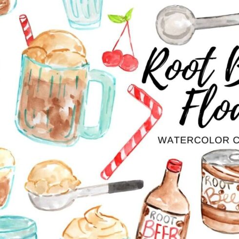 Watercolor Root Beer Float Clipart | Master Bundles