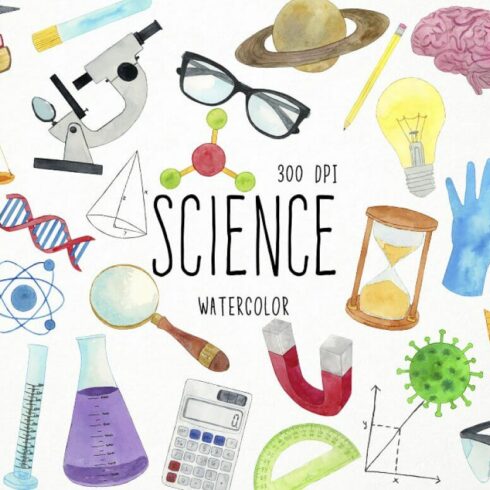 Watercolor Science Clipart, Lab | Master Bundles