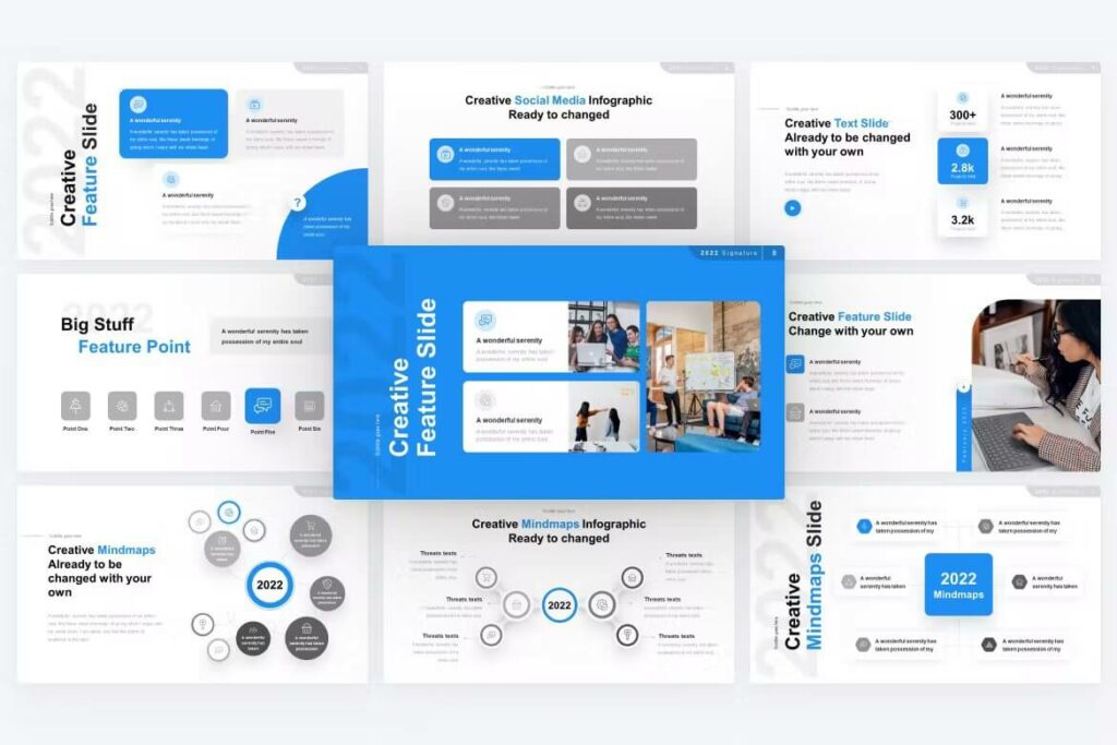 Mindmaps & Features PowerPoint Template – MasterBundles