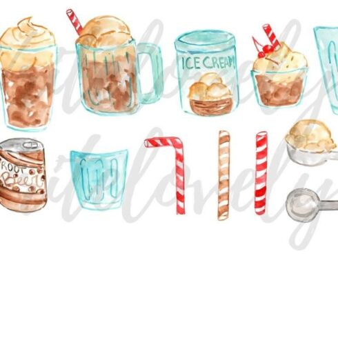 Watercolor Root Beer Float Clipart | Master Bundles