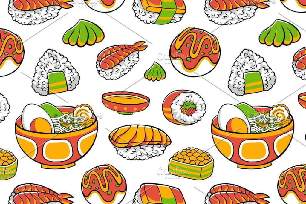 Japan Food Seamless Pattern Pack – MasterBundles