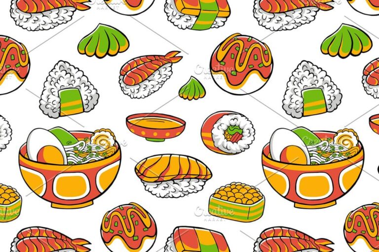 Japan Food Seamless Pattern Pack – MasterBundles