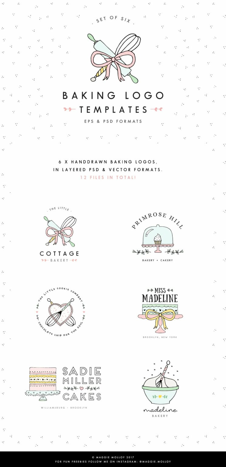 Hand Drawn Baking Logos EPS PSD | Master Bundles
