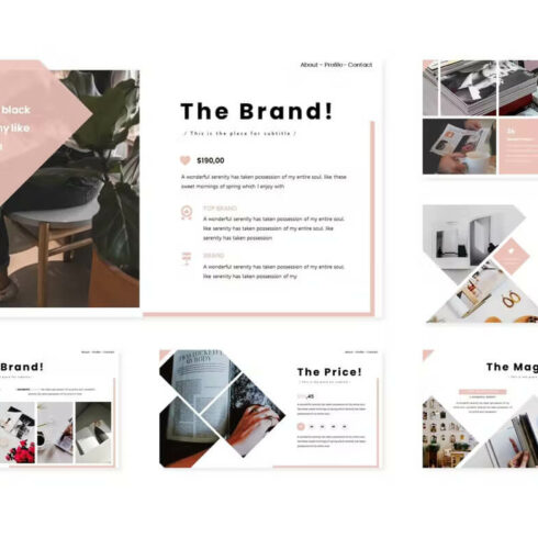 Magazine Powerpoint Template 5 Premade colors | Master Bundles