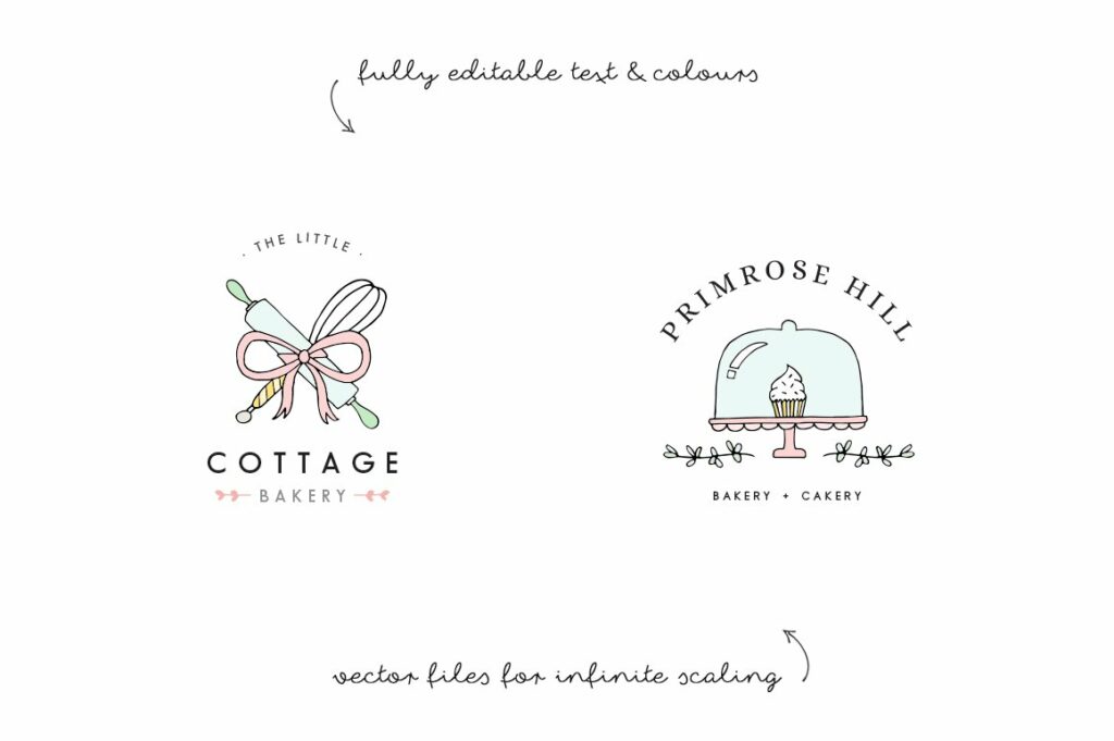 Hand Drawn Baking Logos EPS PSD – MasterBundles