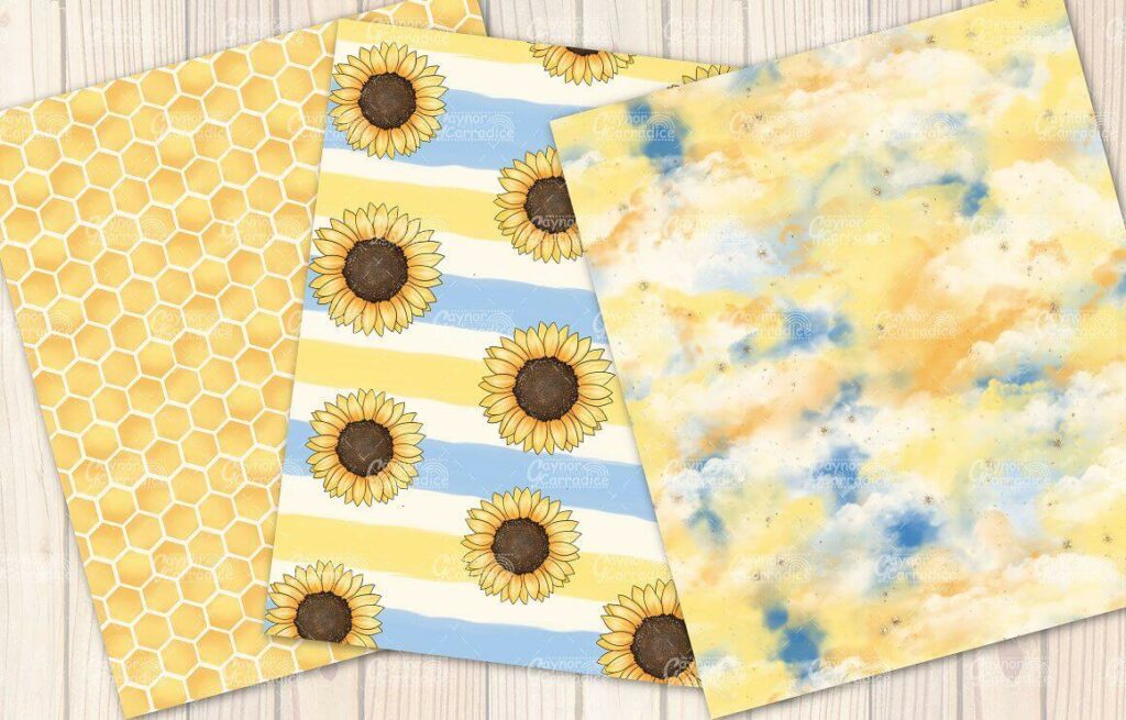 Bee and Sunflowers Seamless Patterns – MasterBundles