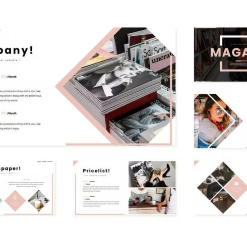 Magazine Powerpoint Template 5 Premade colors | Master Bundles