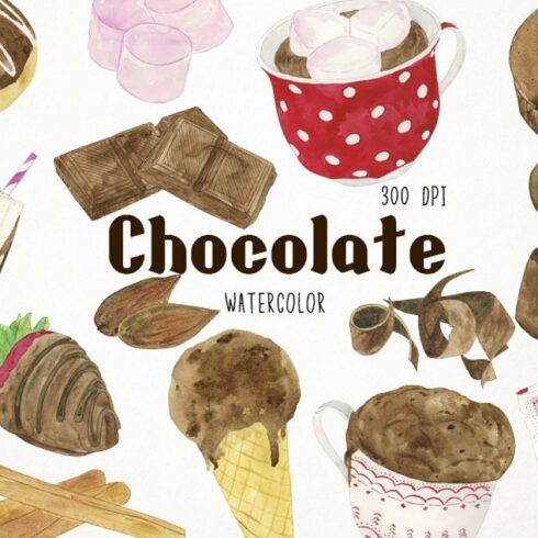 Watercolor Chocolate Clipart | Master Bundles
