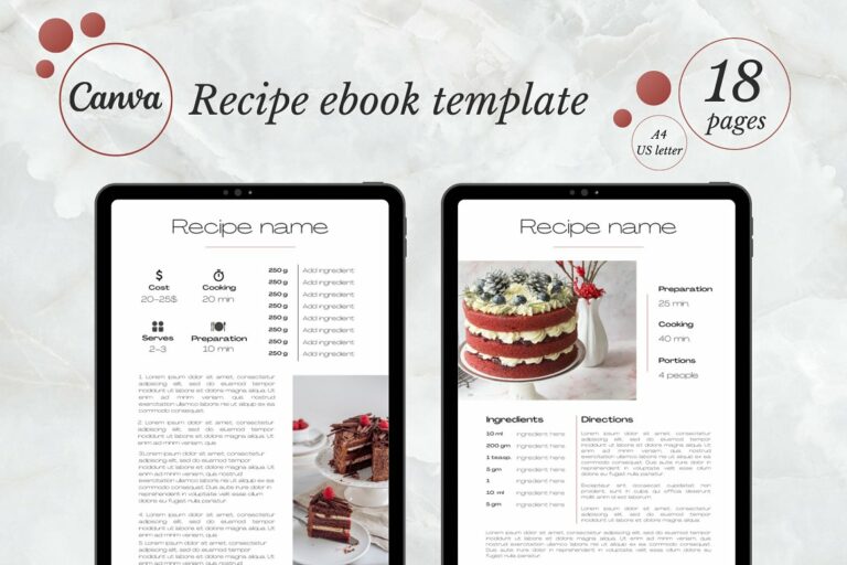 Recipe Book Template , Editable – MasterBundles