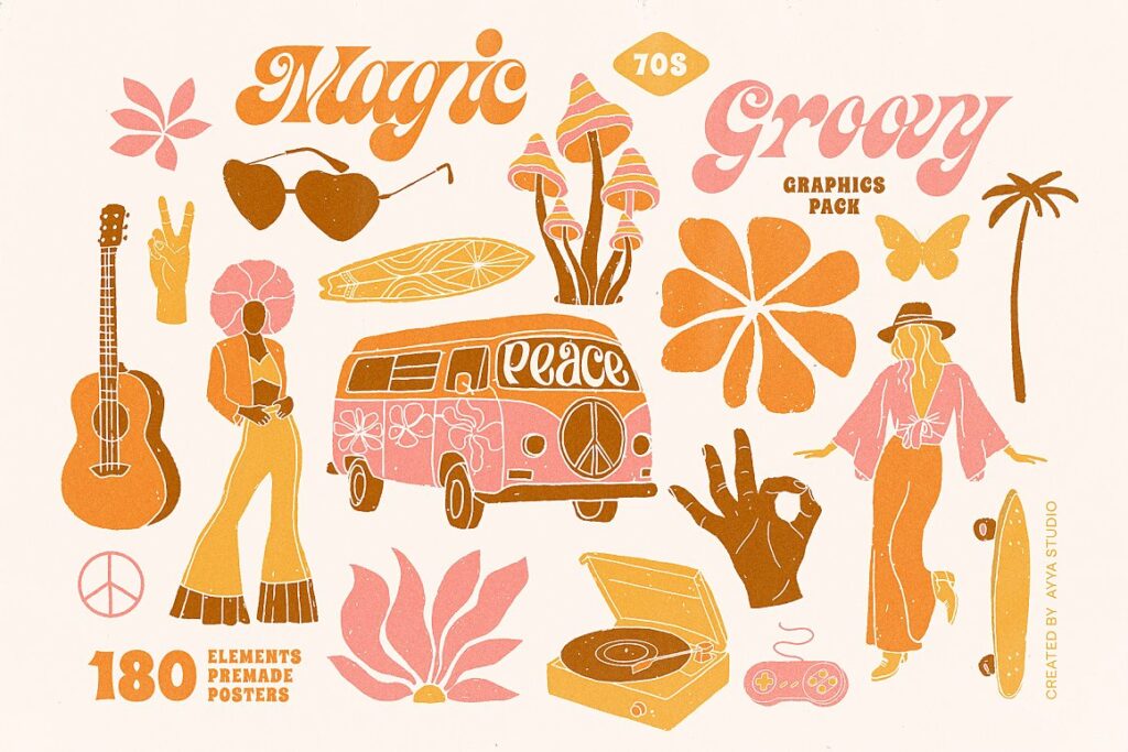 Retro Groovy Vibes Collection – MasterBundles