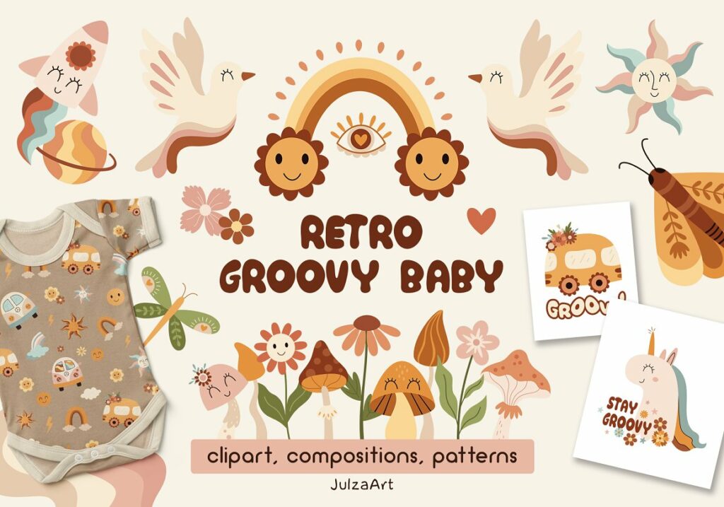Retro Groovy Baby Collection – MasterBundles