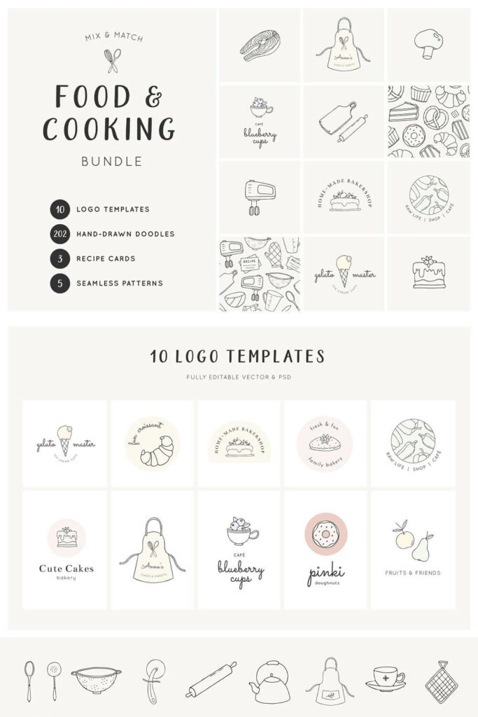 Food & Cooking BUNDLE: Illustrations, Logos, Patterns – MasterBundles