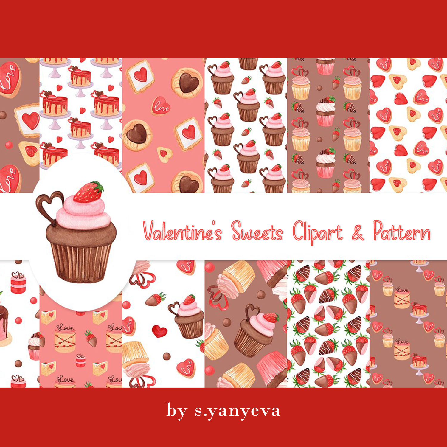 Valentine's Sweets Clipart & Pattern – MasterBundles