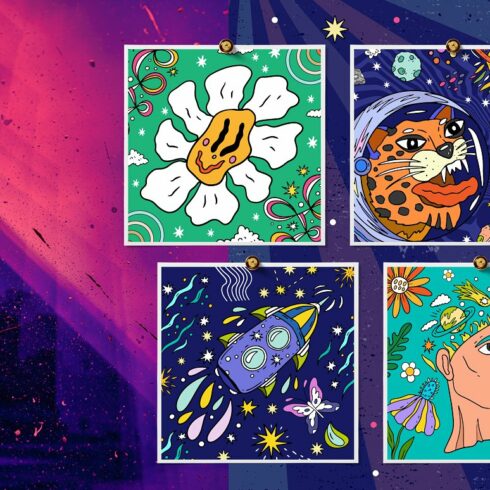 RETRO Cosmic - Bundle AI PNG | Master Bundles