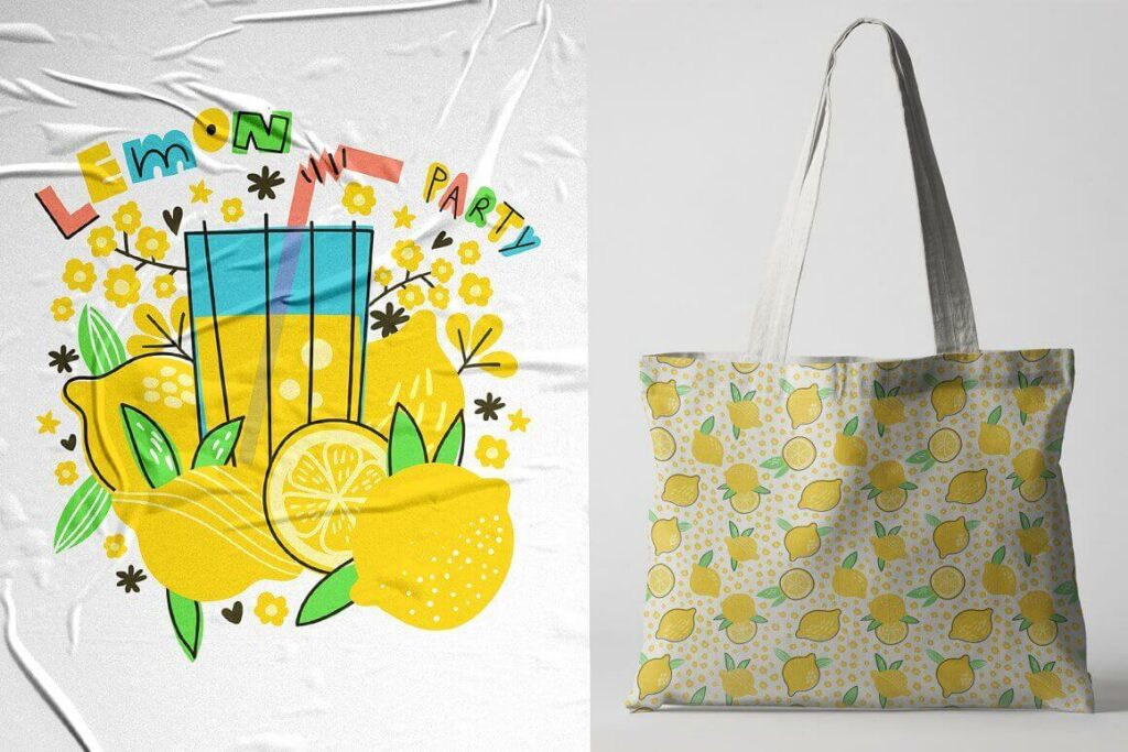 Lemon Party Patterns & Elements – MasterBundles