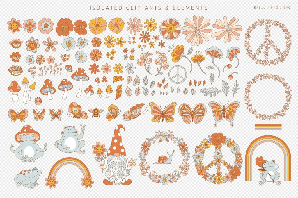 Groovy Garden Retro Hippie Graphics – MasterBundles