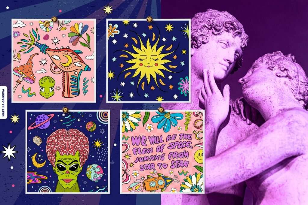 RETRO Cosmic - Bundle AI PNG – MasterBundles