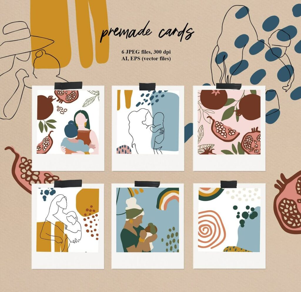 Mother & Baby Vector Abstract – MasterBundles