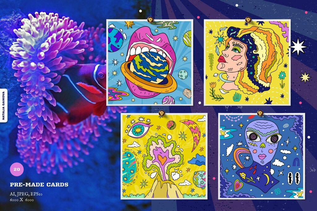 RETRO Cosmic - Bundle AI PNG – MasterBundles