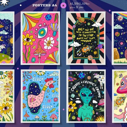 RETRO Cosmic - Bundle AI PNG | Master Bundles