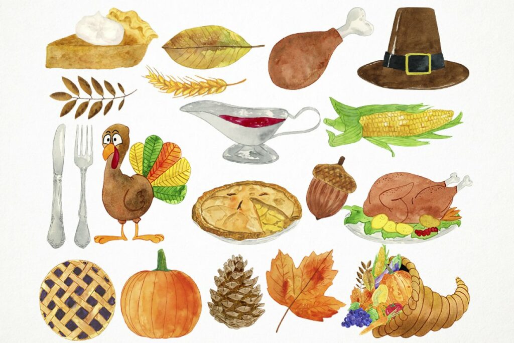 Watercolor Thanksgiving Clipart – MasterBundles
