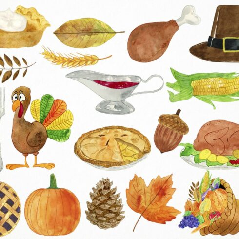 Watercolor Thanksgiving Clipart | Master Bundles