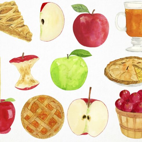 Watercolor Apples Clipart | MasterBundles