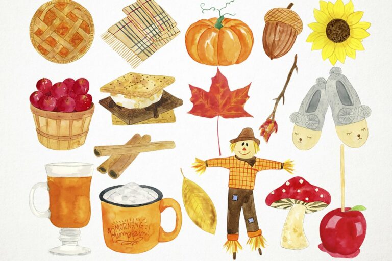 Watercolor Fall Clipart – MasterBundles