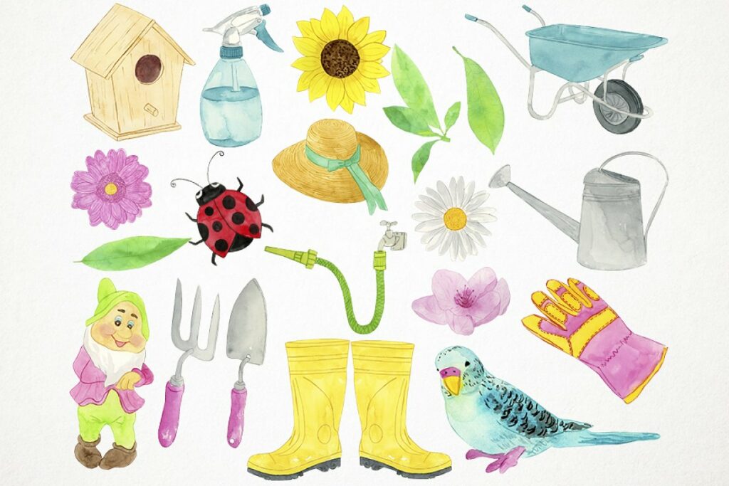 Watercolor Gardening Clipart – MasterBundles