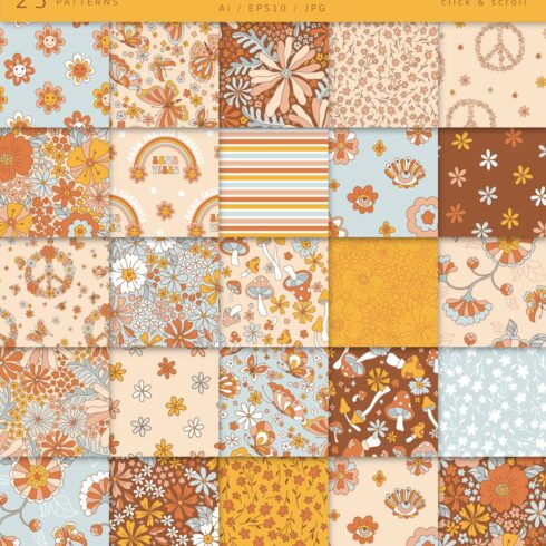 Groovy Garden Retro Hippie Graphics | Master Bundles