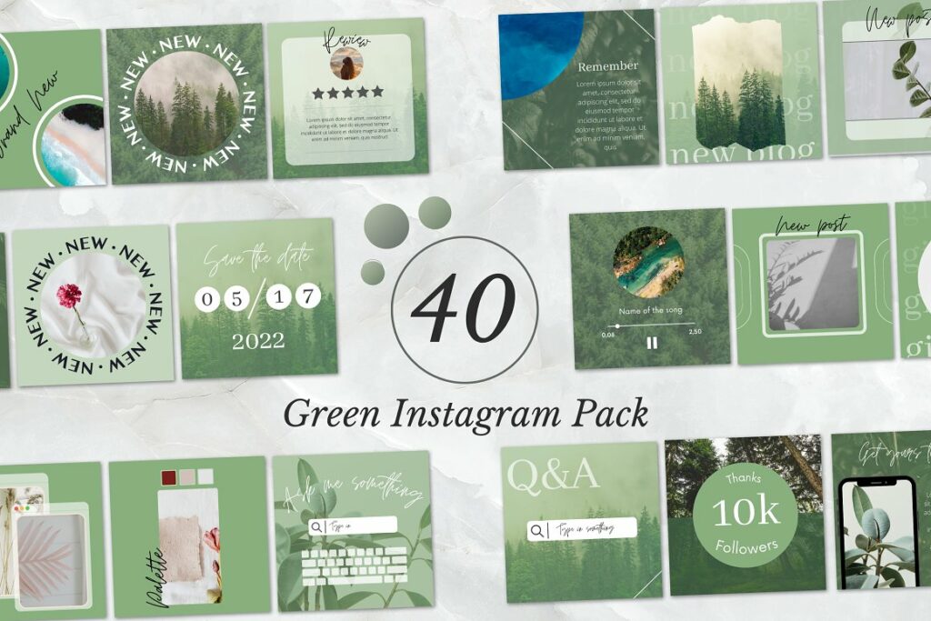 Green Instagram Post Pack – MasterBundles